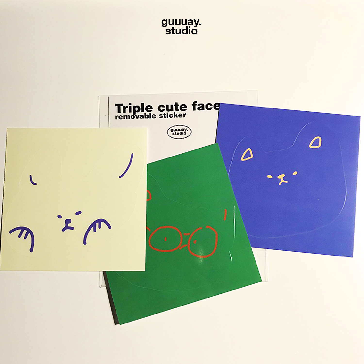 Triple Cute Face Removable Sticker