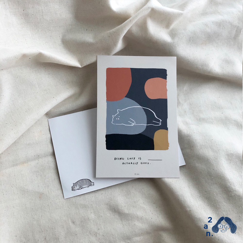 Postcard - Lazy cat