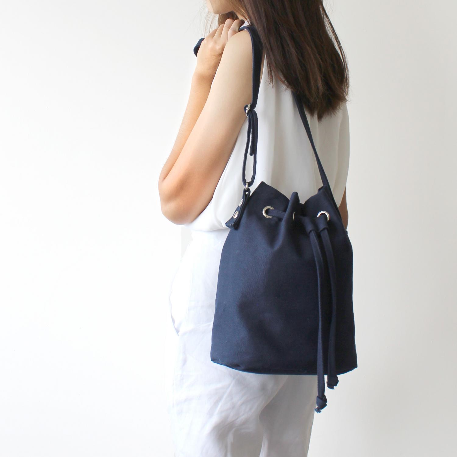 Navy bucket bag